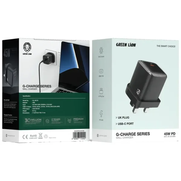 محول جي شارج الجداري 45واط (تايب سي) من جرين ليون | Green Lion G-Charge ...